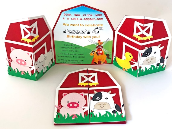 Farm Invitation Barn Invitation Barnyard Birthday Party | Etsy