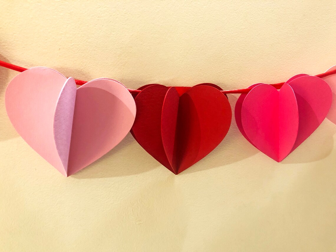 Valentine Heart Banner, Heart Garland Decoration, Cute Love Heart ...
