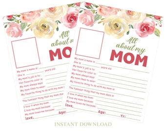 All About My Mom Printable Mothers Day Gift Questionnaire - Etsy