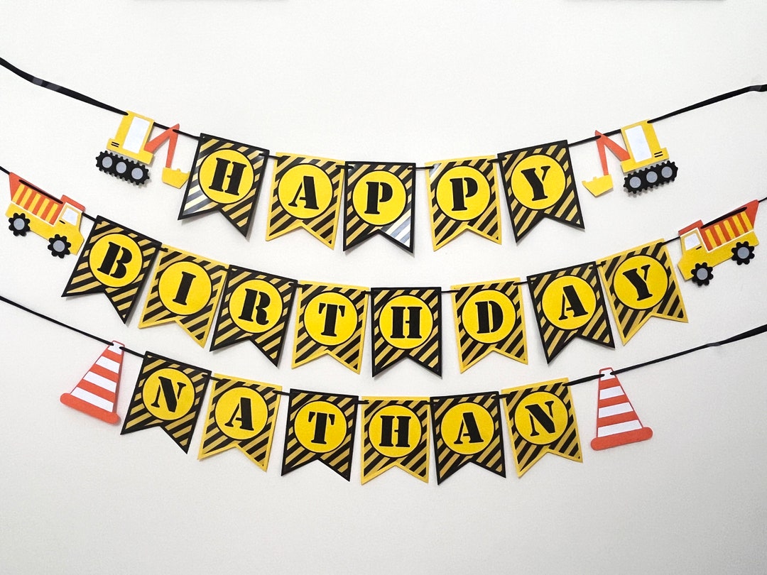 Construction Birthday Banner, Construction Party Decorations, Trash ...