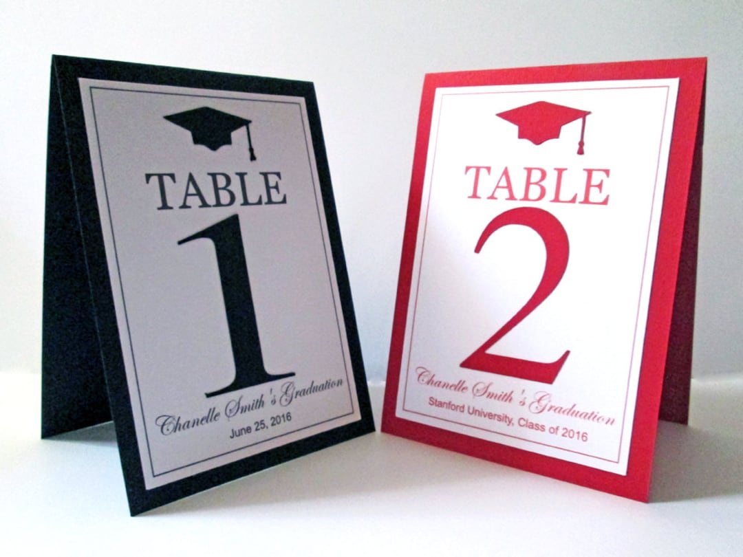 Graduation Table Numbers, Graduation Table Cards, High School, College ...