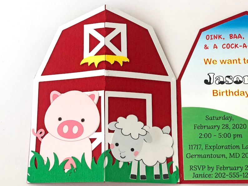 Farm Invitation, Barn Invitation, Barnyard Birthday Party Invite, Farm ...