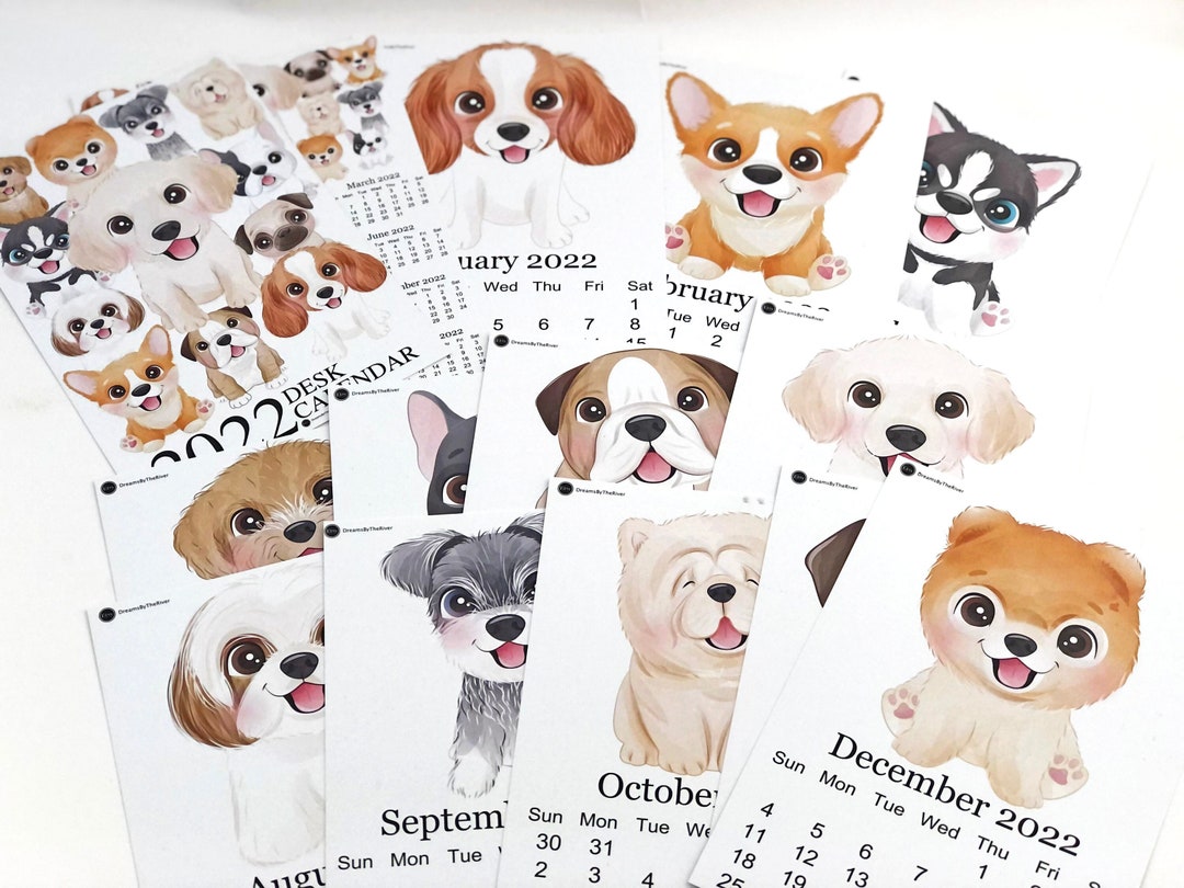 2025 Desk Calendar, Monthly Dogs 5x7 Mini Calendar, Office Decor, Desk ...