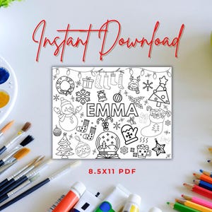Christmas Personalized Placemat, Coloring Sheet, Kids Activity, for ...