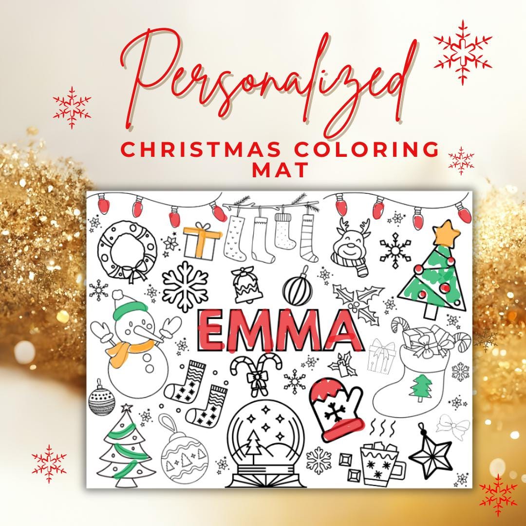 Christmas Personalized Placemat, Coloring Sheet, Kids Activity, for ...