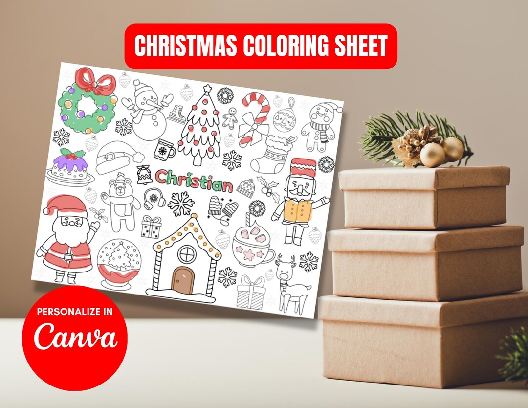 Christmas Placemats Printable and Editable, Kids Coloring Pages ...
