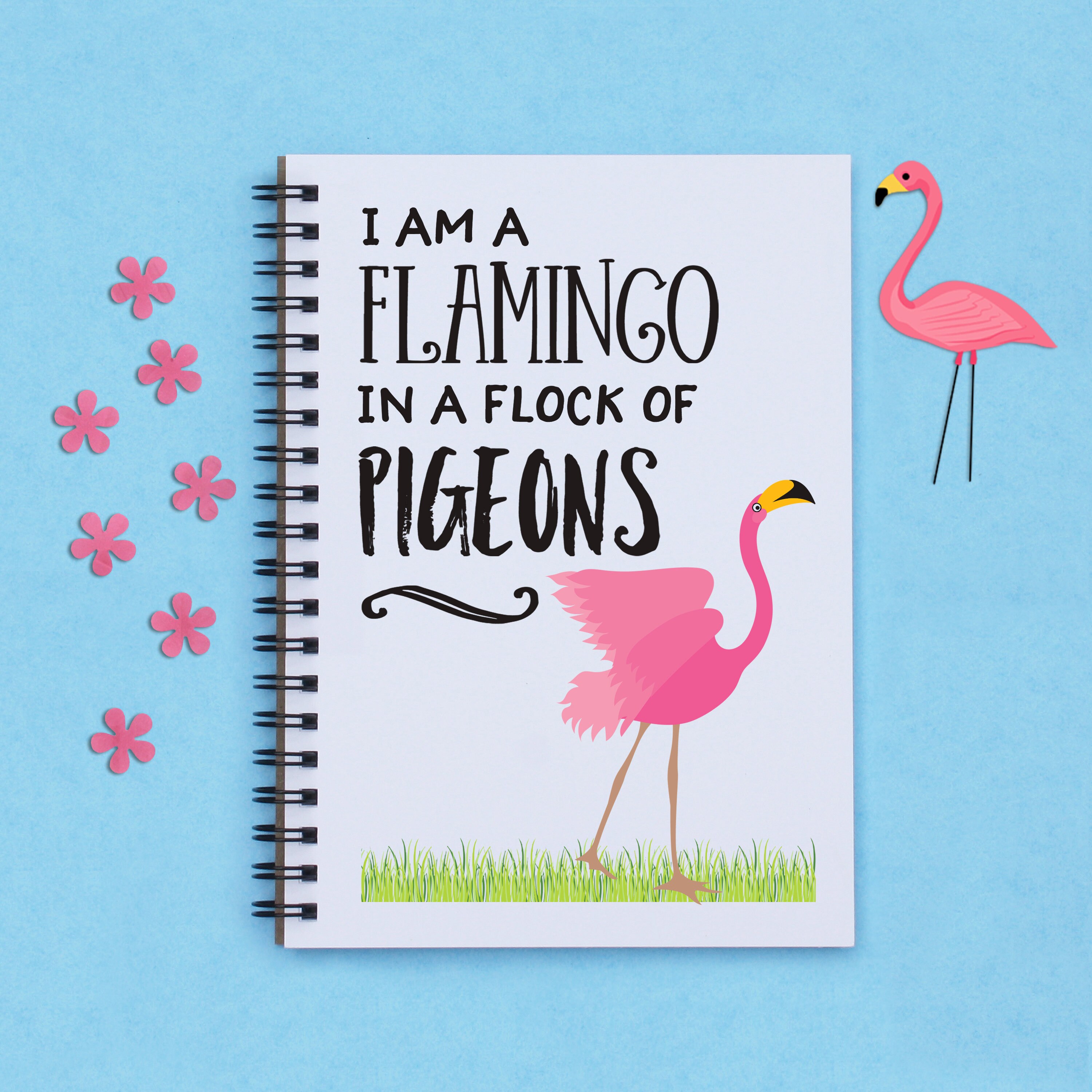 I am a Flamingo in a Flock of Pigeons color version | Etsy