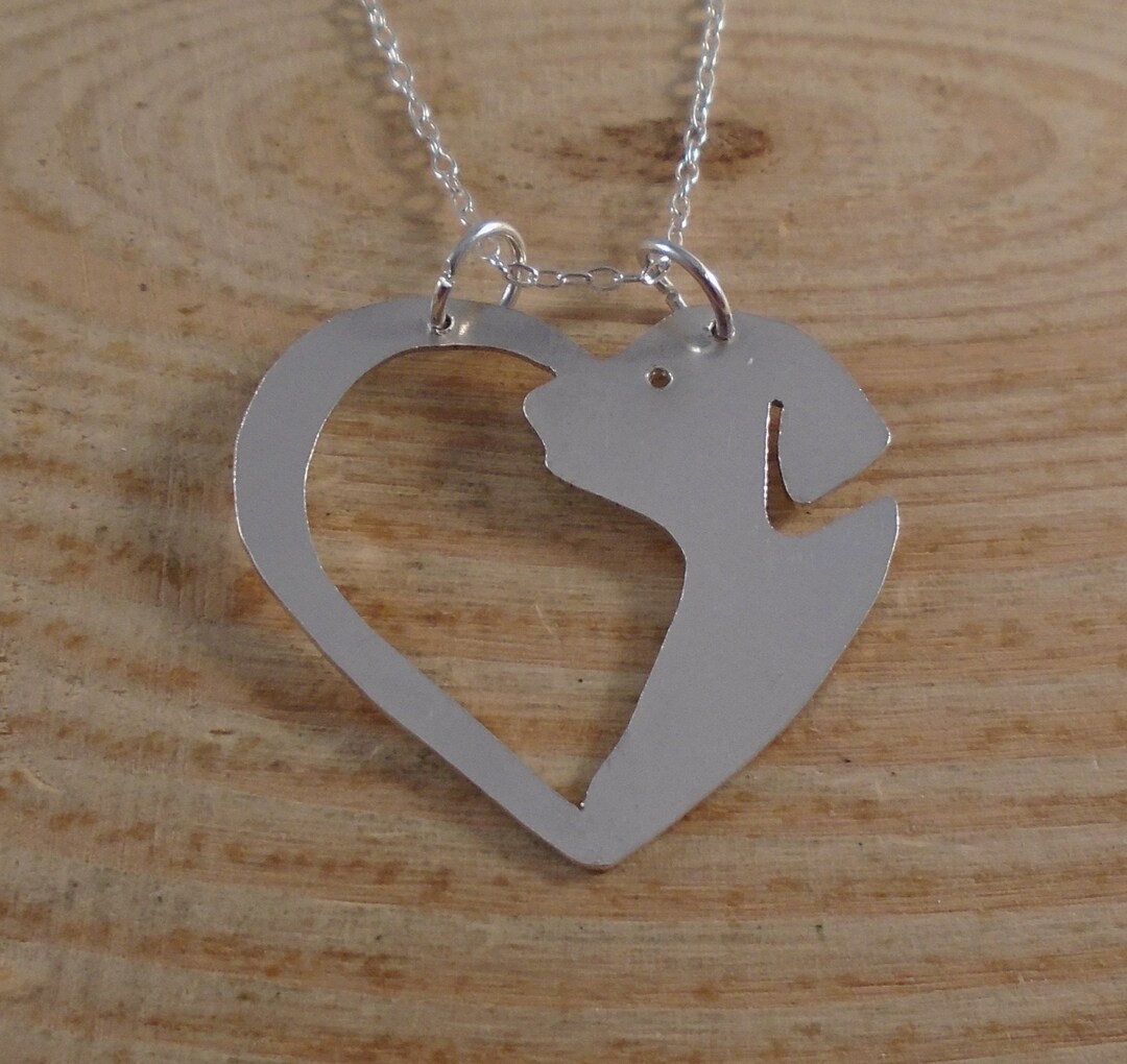 Sterling Silver Dog Heart Necklace - Etsy