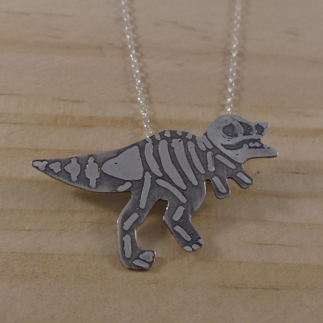 Sterling Silver T-rex Fossil Necklace - Etsy