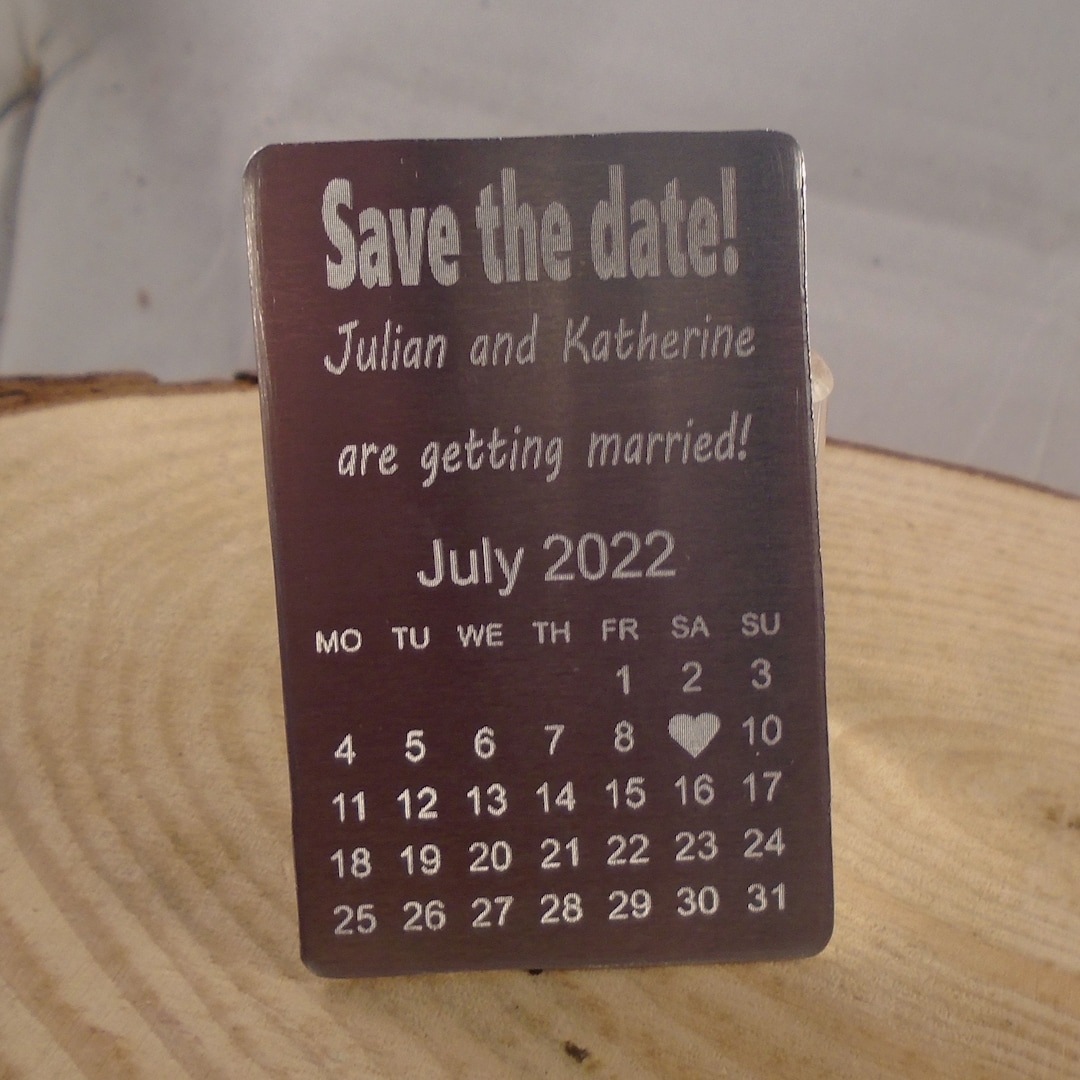 Aluminium Personalised Engraved Save The Date Fridge Magnet, Wedding ...