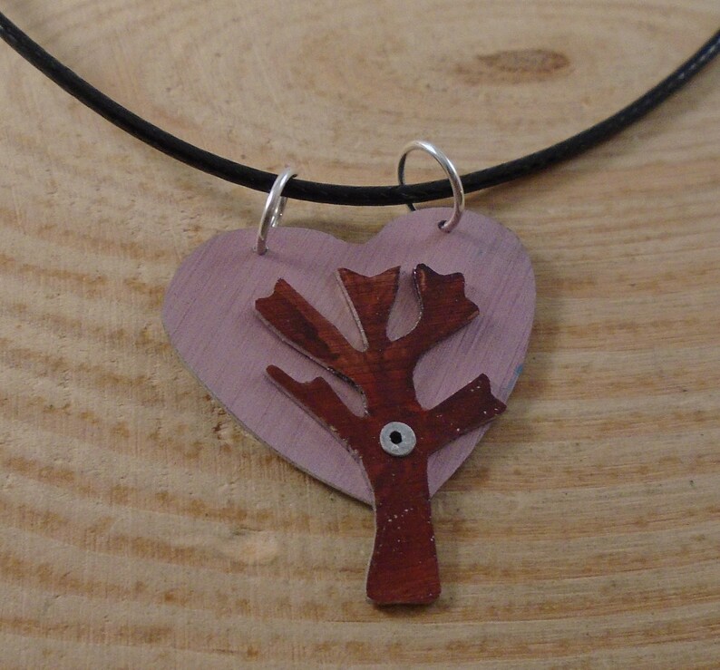 Anodised Aluminium Love Heart Tree Necklace Hypoallergenic | Etsy