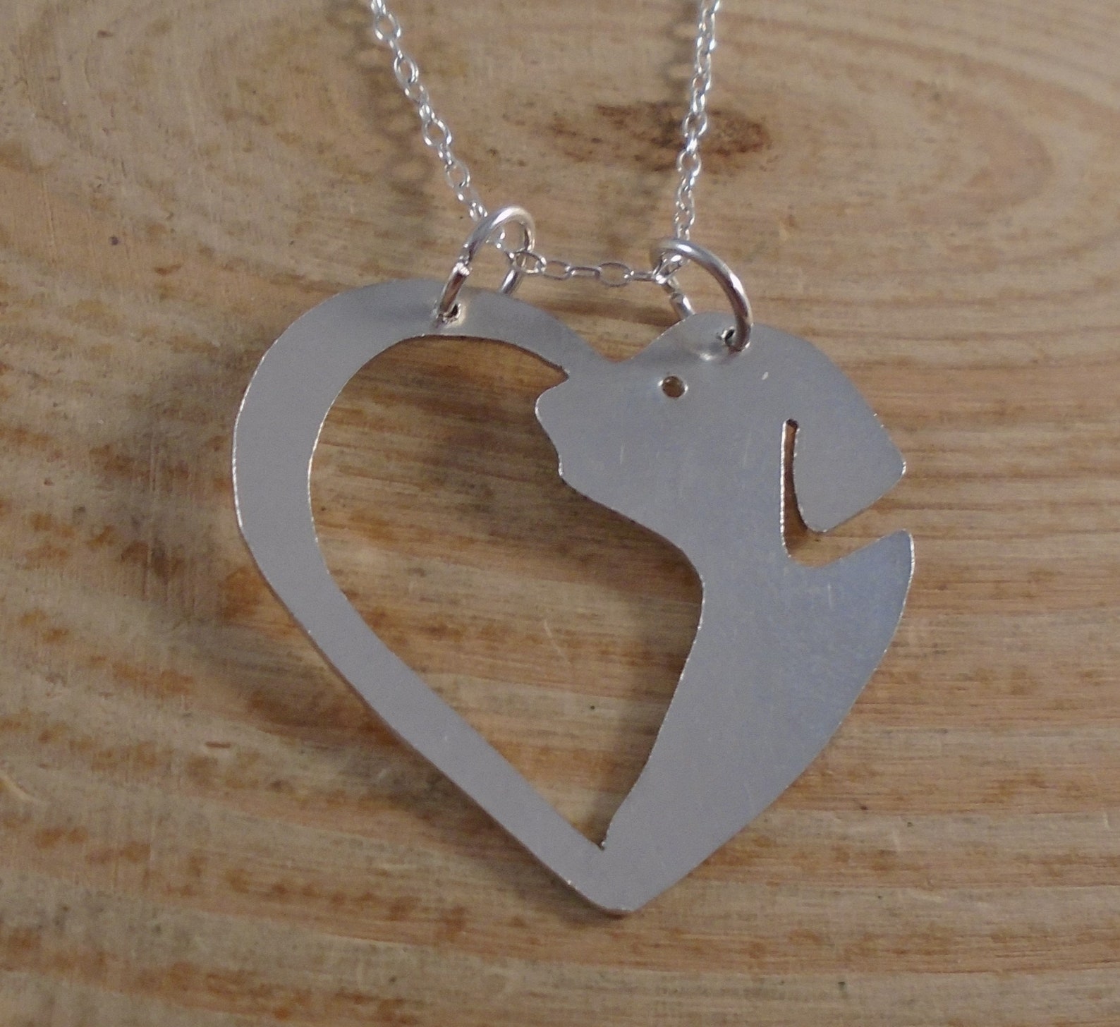 Sterling Silver Dog Heart Necklace | Etsy