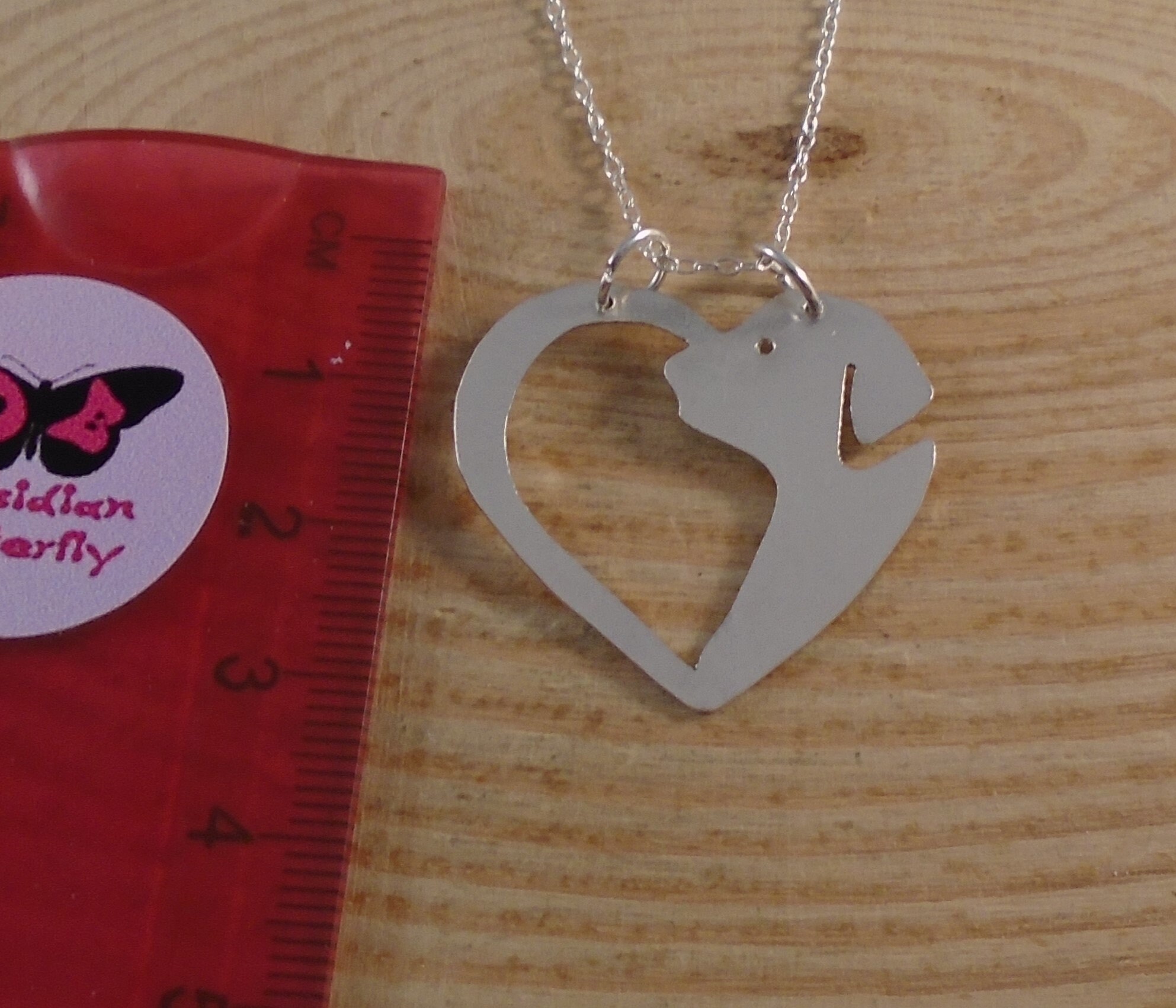 Sterling Silver Dog Heart Necklace | Etsy