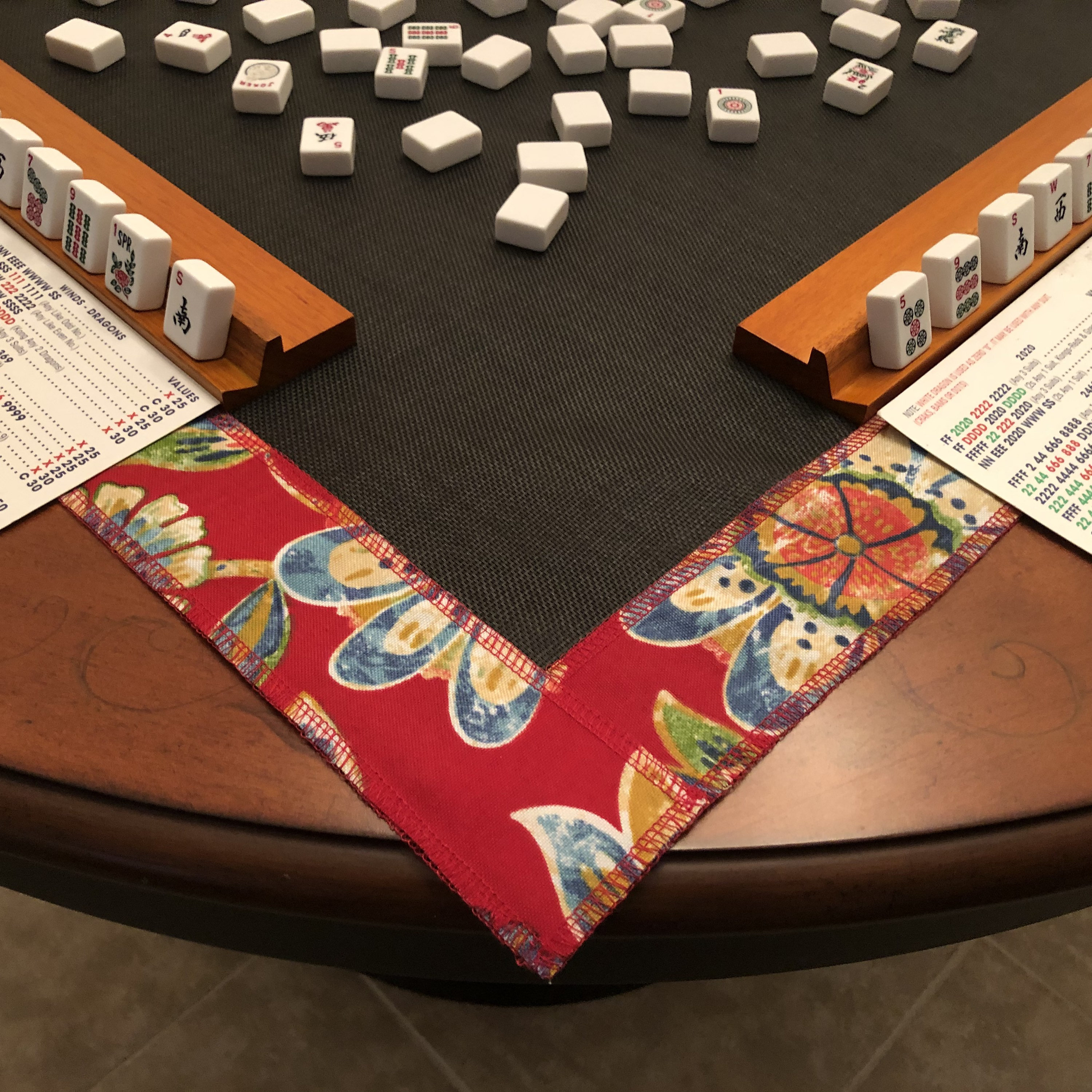 Mahjong Table Mat Red Flower Design FREE SHIPPING Includes - Etsy