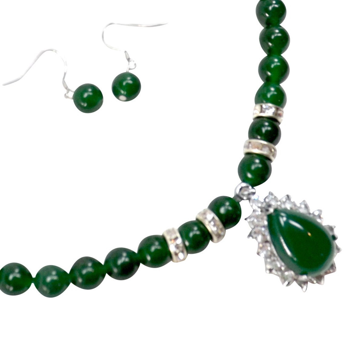 7mm Jade Necklace With 925 Sterling Silver Clasp And Dangling Etsy