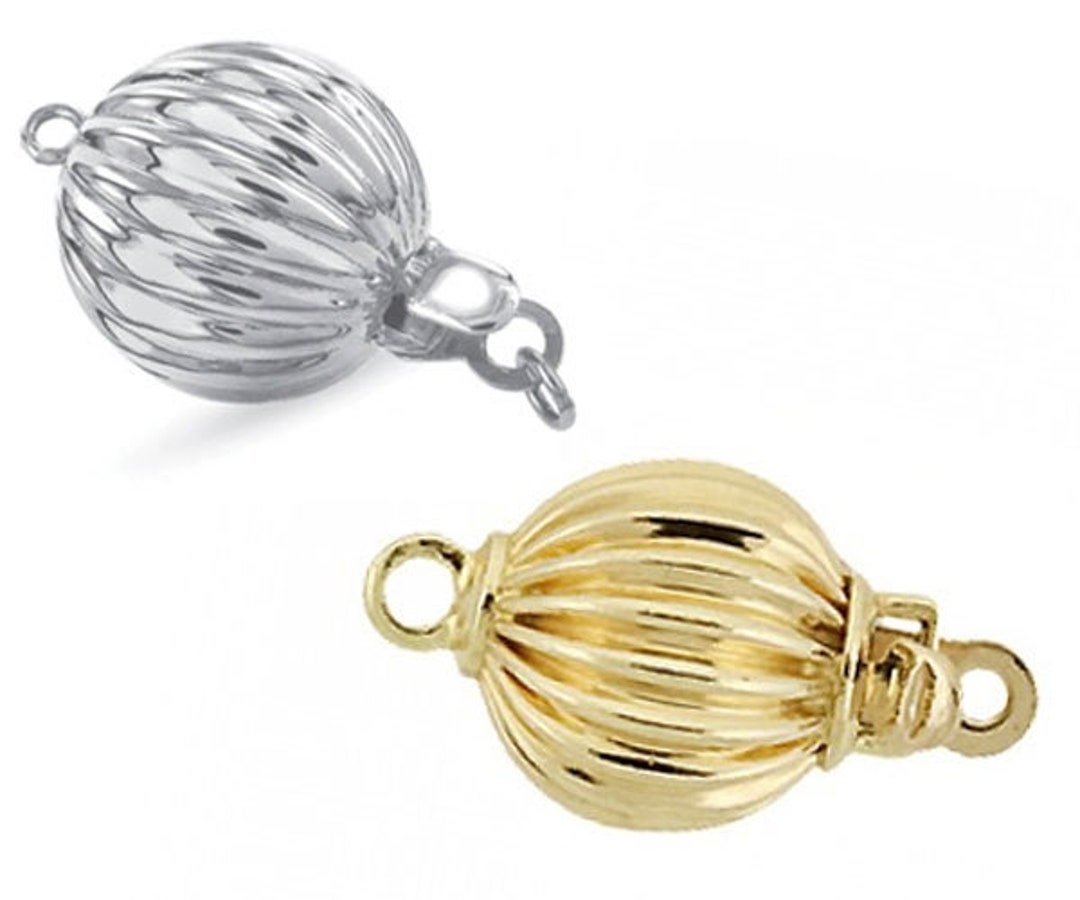 14K Yellow or White Gold Round Ball Clasp for Single Row Necklace - Etsy