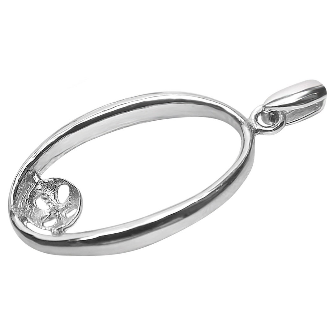 Large Oval Shaped Simple 925 Sterling Silver Pendant Setting - Etsy