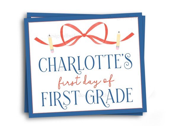 Bow First Day of School Sign Digital Download Option - Etsy