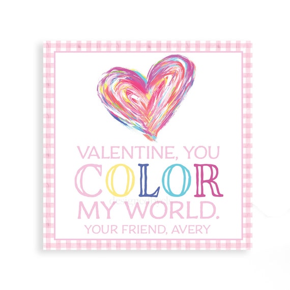 You Color My World Printable Valentine Favor Tags, Printable, You