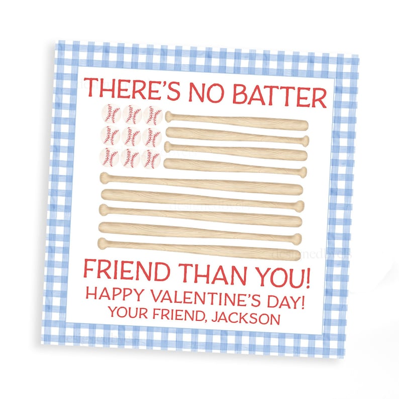 No BATTER Friend | Watercolor Baseball VALENTINE TAG - Etsy