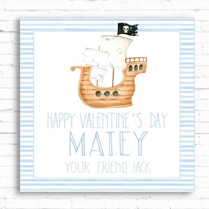 Happy Valentine's MATEY | Pirate Ship Valentine Tag - Etsy