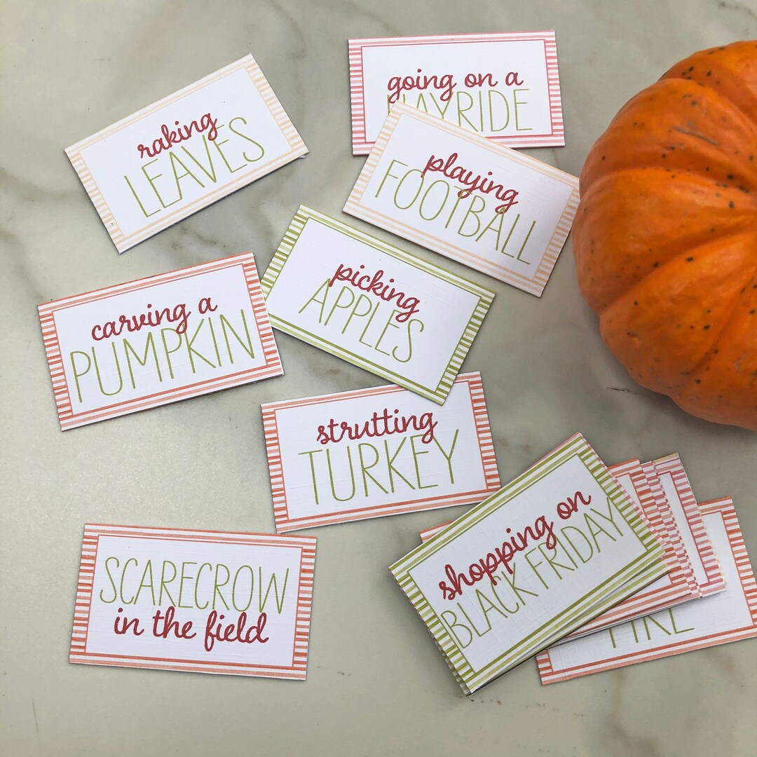 Thanksgiving Charades Printable Cards | Instant Download 36 Cards - Etsy