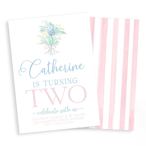 FLORAL Birthday Invitation TBBC Inspired Pine Grove Print | Etsy