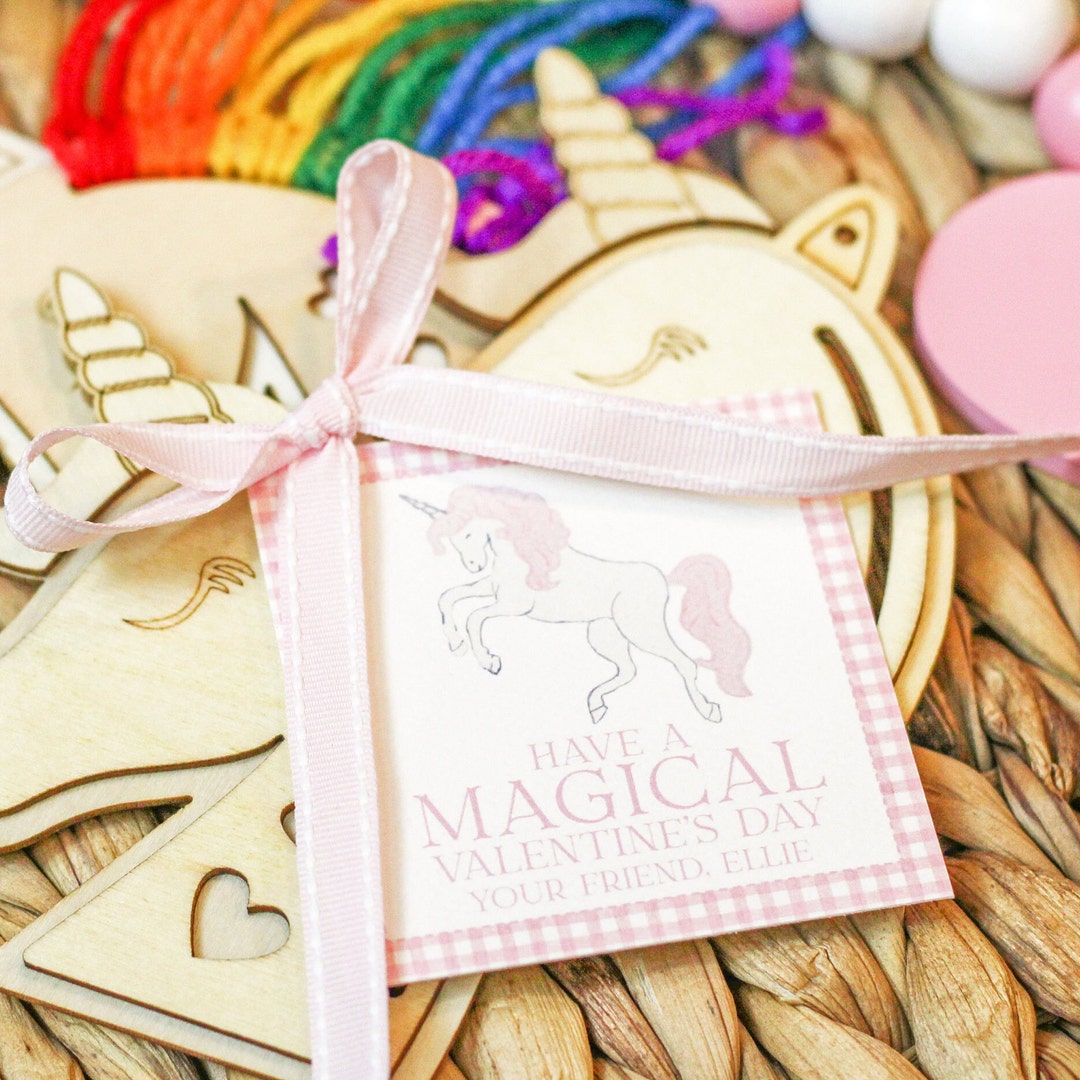 Have a Magical Valentine's Day | Watercolor Unicorn VALENTINE TAG - Etsy