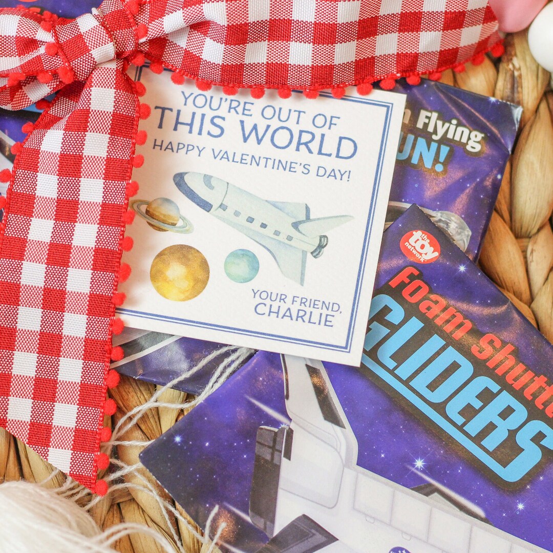 OUT of THIS WORLD | Watercolor Space Shuttle Valentine Tag - Etsy