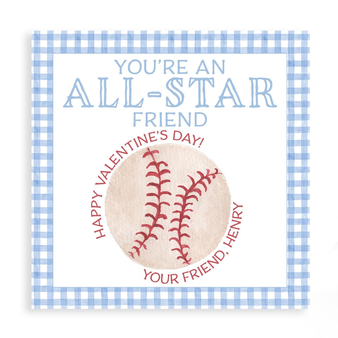 ALL STAR | Watercolor Baseball VALENTINE Tag - Etsy