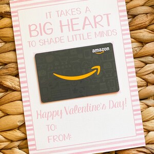 Teacher Valentine | Gift Card Holder Pink | It Takes a Big Heart to ...
