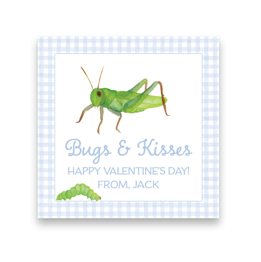 BUGS and KISSES Valentine's | Ladybug Watercolor Valentine TAG - Etsy