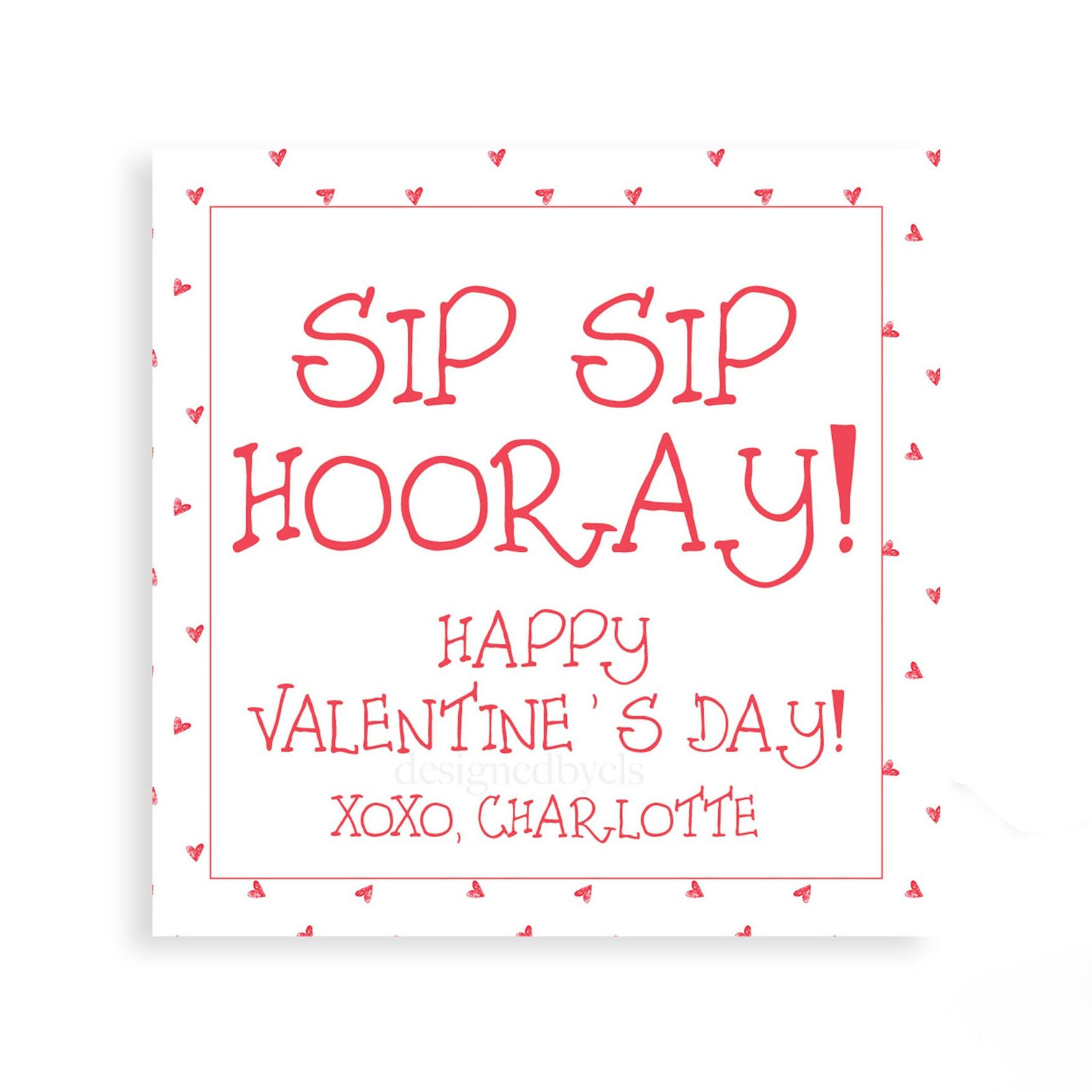 Sip Sip Hooray Silly Straw VALENTINE Tag - Etsy