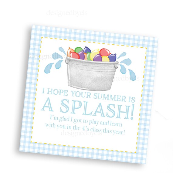 Water Balloon Gift Tag Digital and Print/ship Options - Etsy