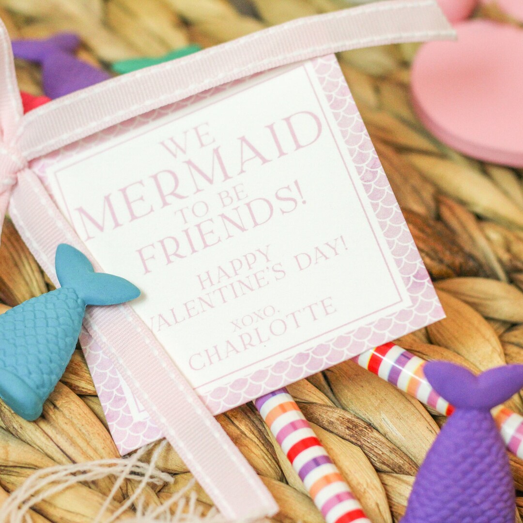 We MERMAID to Be FRIENDS | Mermaid Valentine Tag - Etsy