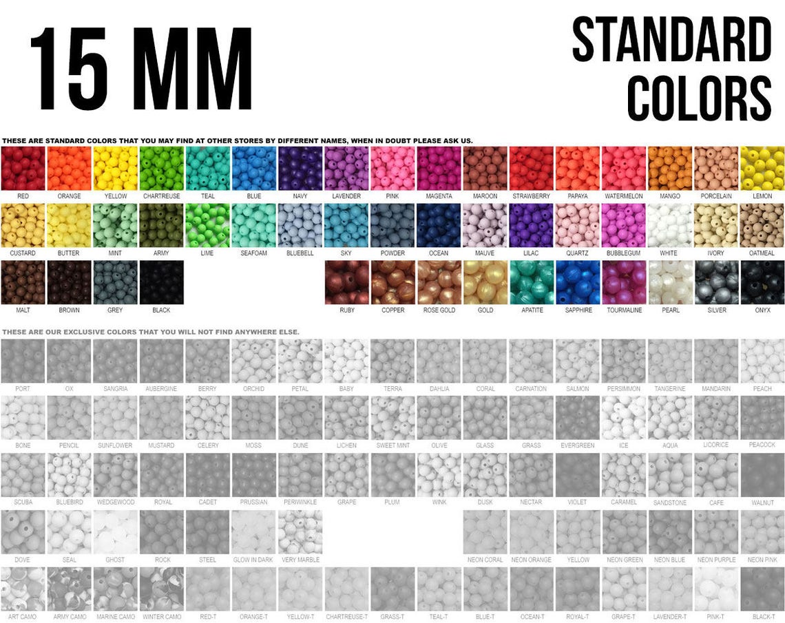 15 Mm Silicone Beads - 10-100 - Seamless Silicone Beads - Standard ...