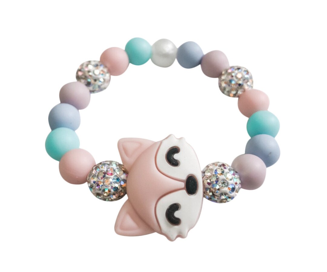 Super Sparkly Fox Bracelet in Pastels - Fox Woodland Jewelry - Silicone ...