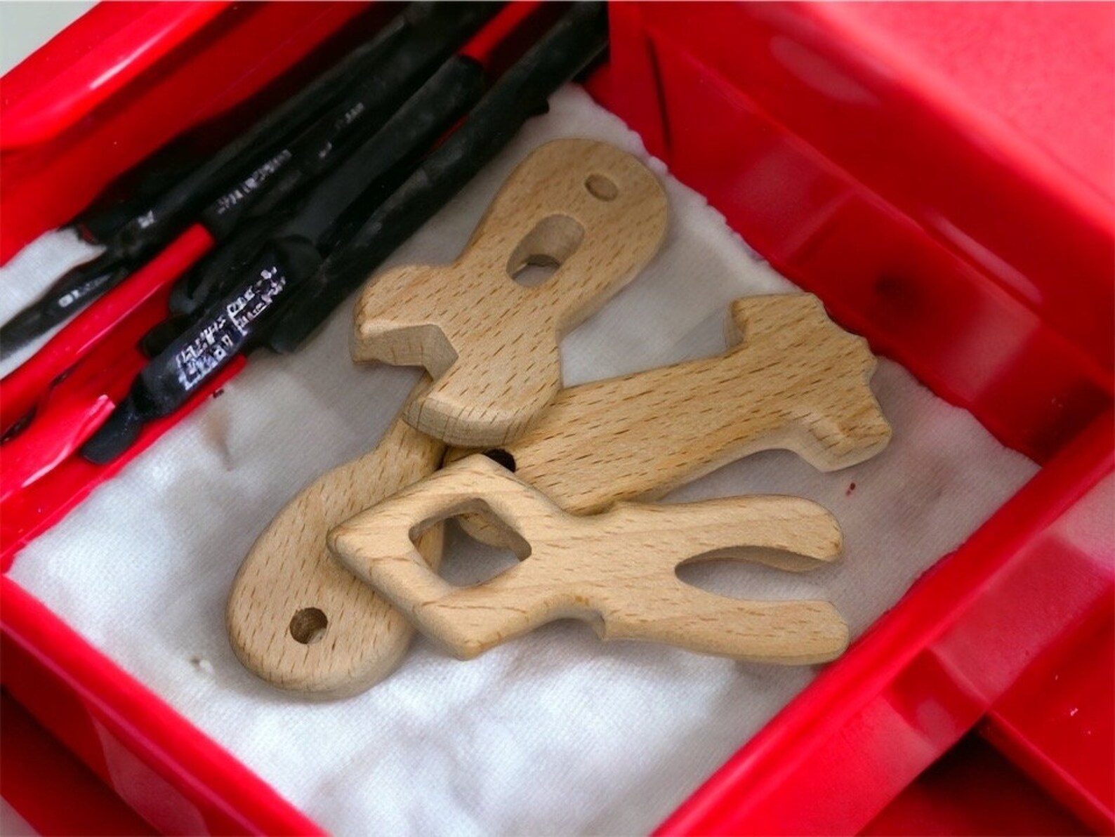 Set of 4 Wood Tool Pendants - DIY Wood Bead - Birch Tool Bead ...