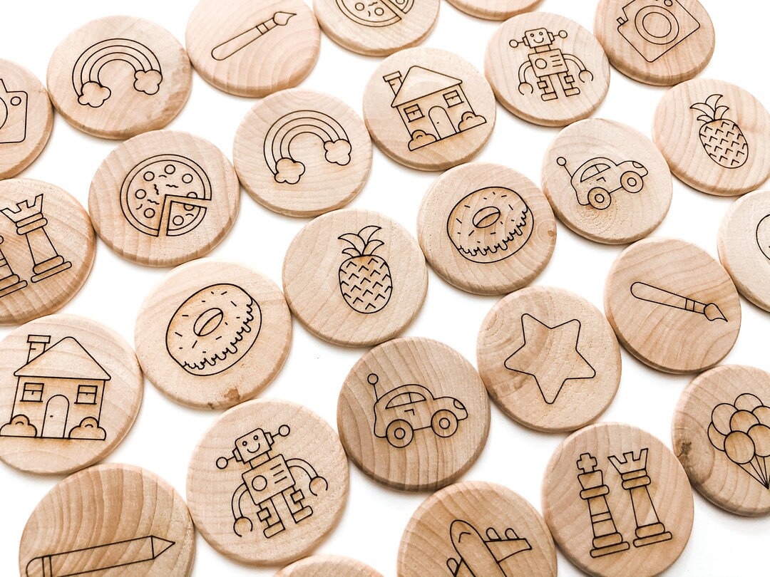 Memory Game Tiles 30 Memory Game Wood Tiles Wood Tile Game Montessori ...