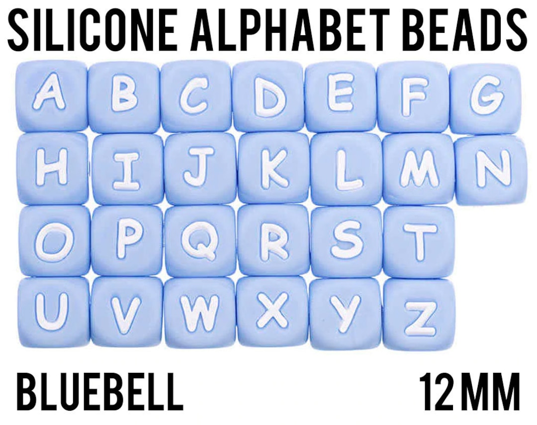 Bluebell - A-Z Silicone Alphabet Cube Beads - 12 Mm Square - Bulk ...
