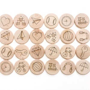 Memory Game Tiles 24 Memory Game Wood Tiles Wood Tile Game Montessori ...