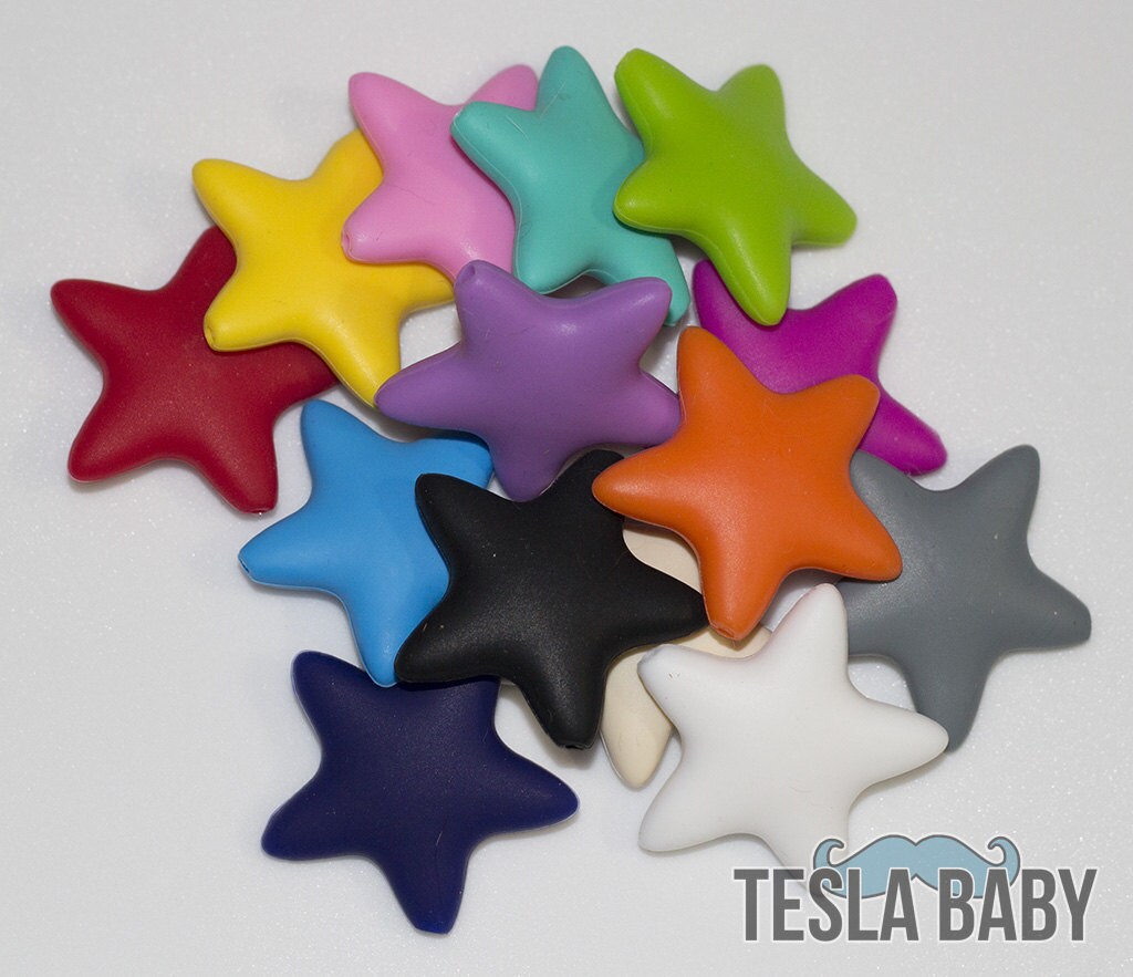 1-10 Star Silicone Beads - 3D Star Seamless Silicone Beads in 14 Colors ...