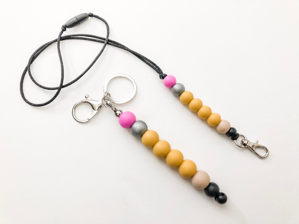 Teacher Key Chain - Pencil Theme Keychain - Silicone Bead Keychain ...