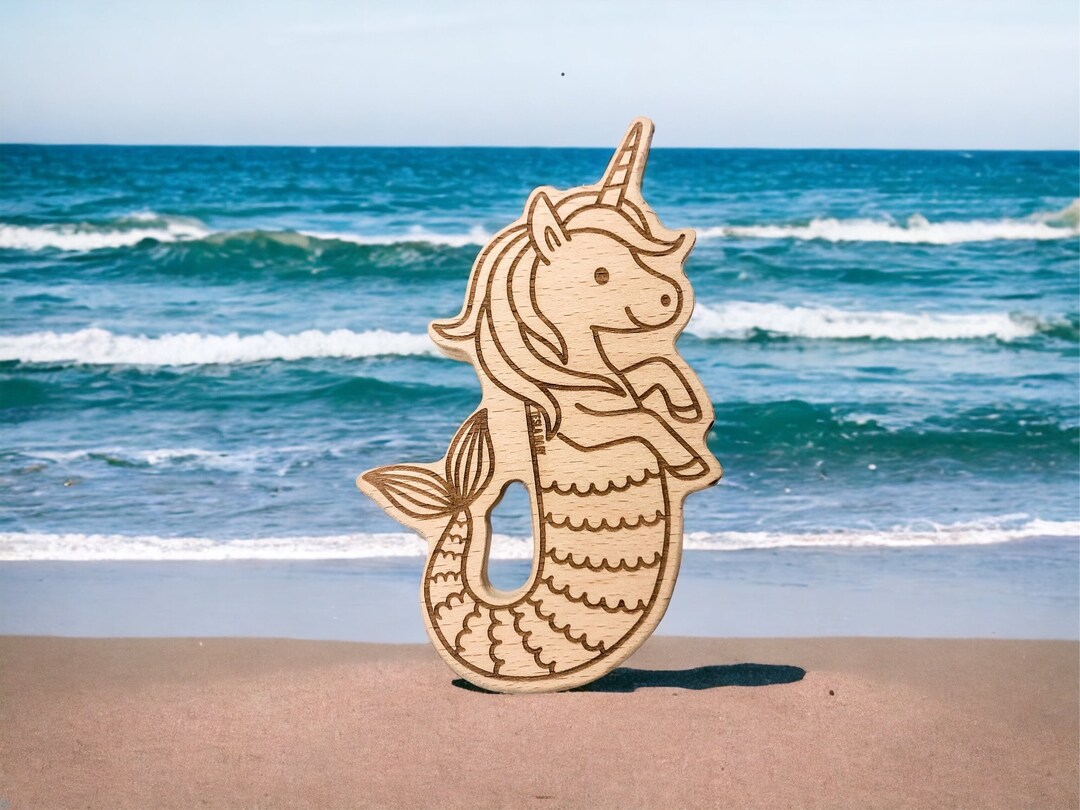 Large Unicorn Mermaid Mermicorn Wood Shape and Play Toy 4in X 2.5 in ...