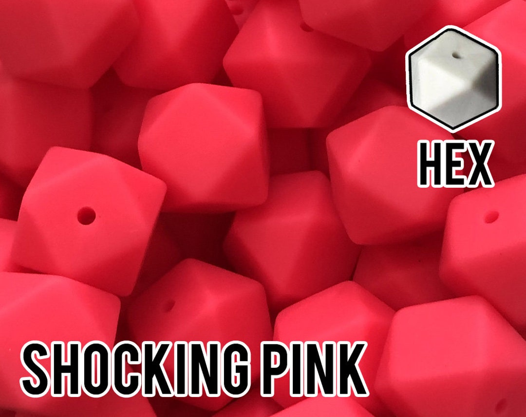 17 Mm Hexagon Shocking Pink Silicone Beads 5-100 (aka Bright Pink ...