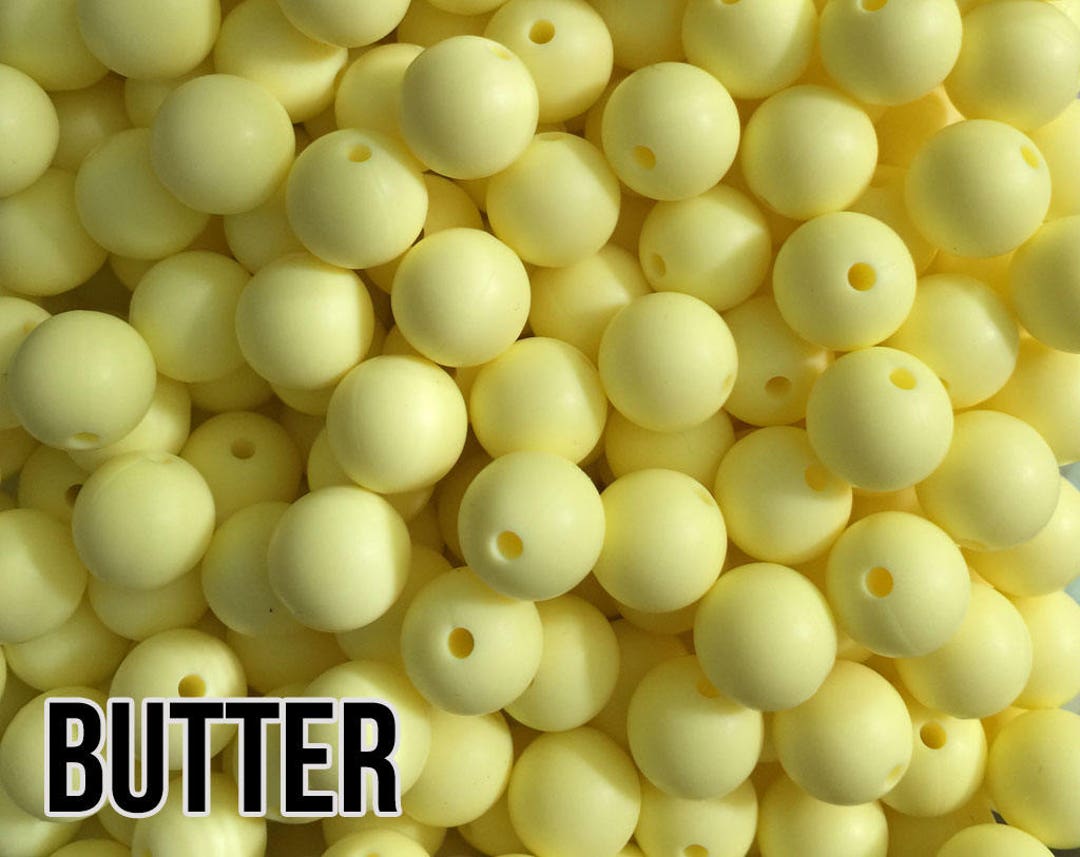 Silicone Beads, 15 Mm Butter Silicone Beads 5-1,000 (aka Cream Yellow ...