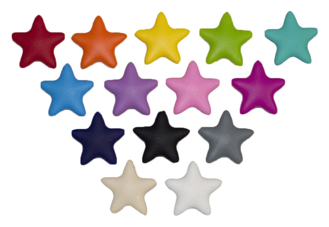 1-10 Star Silicone Beads - 3D Star Seamless Silicone Beads in 14 Colors ...