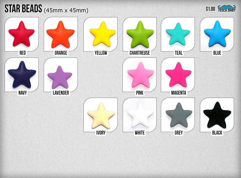 1-10 Star Silicone Beads 3D Star Seamless Silicone Beads in - Etsy