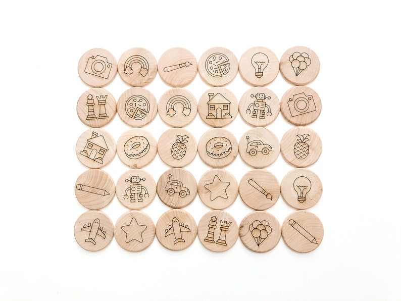 Memory Game Tiles 30 Memory Game Wood Tiles Wood Tile - Etsy