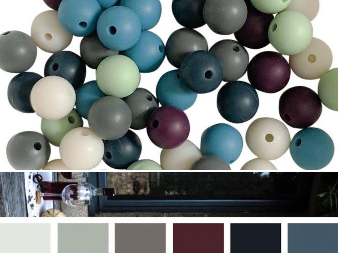 60 Bulk Silicone Beads - Farmhouse Picnic - Wedgewood, Violet, Prussian ...